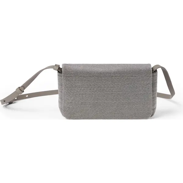Brunello Cucinelli Precious Flap Bag In Grained Leather - Lignite Grey