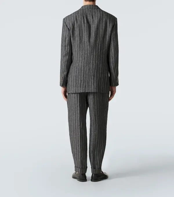Brunello Cucinelli Chalk Stripe Linen Suit - Grey
