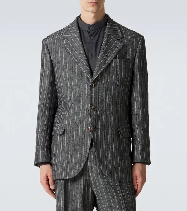Brunello Cucinelli Chalk Stripe Linen Suit - Grey