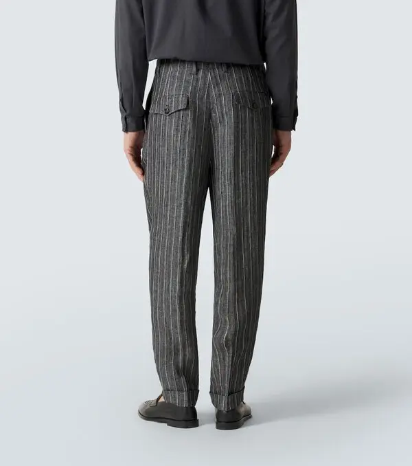 Brunello Cucinelli Chalk Stripe Linen Suit - Grey