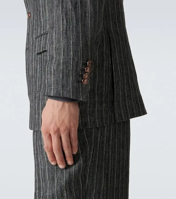 Brunello Cucinelli Chalk Stripe Linen Suit - Grey