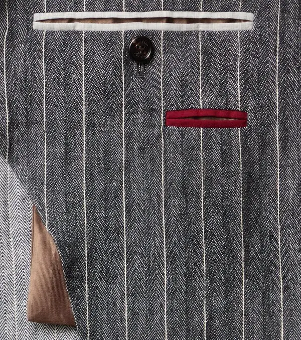 Brunello Cucinelli Chalk Stripe Linen Suit - Grey