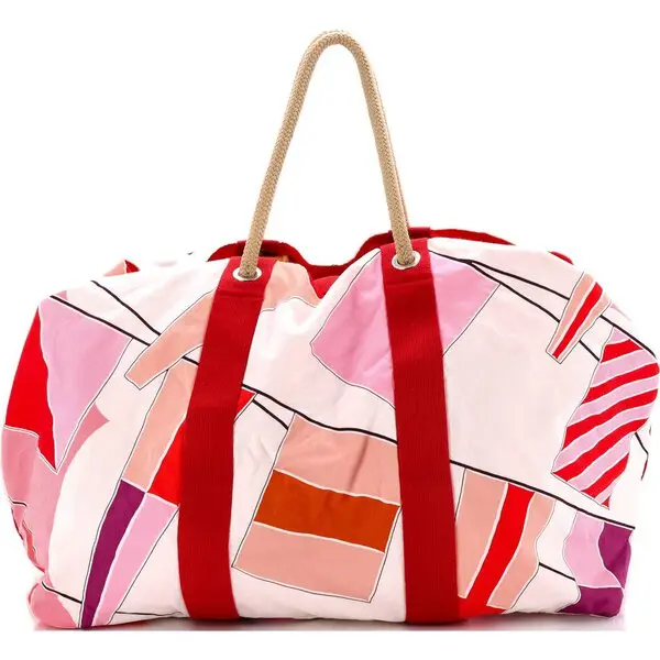 Hermès Drapeaux Au Vent Bag Printed Canvas Large - Red