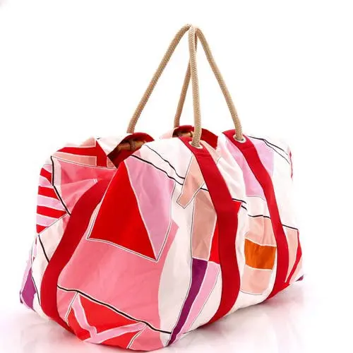Hermès Drapeaux Au Vent Bag Printed Canvas Large - Red