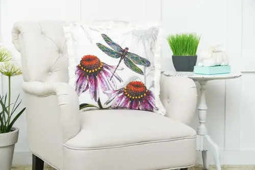 C&F HOME Botanical Dragonfly Hd Printed Spring Accent Throw Pillow 18" X 18