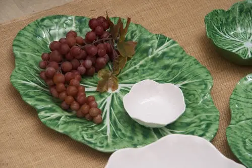 C&F HOME White Cabbage Leaf Large Serving Platter 15.76