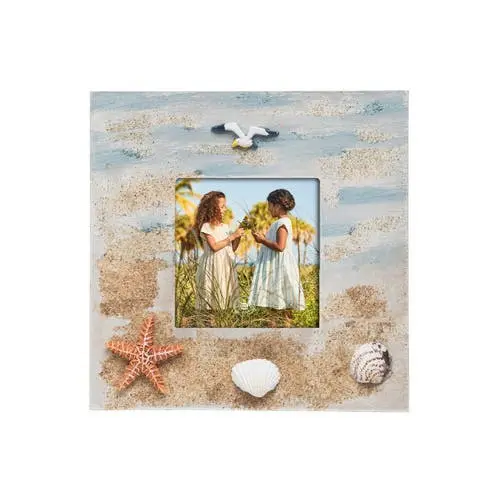 BEACHCOMBERS 3x3 Sandy Beach Resin Picture Frame - Blue