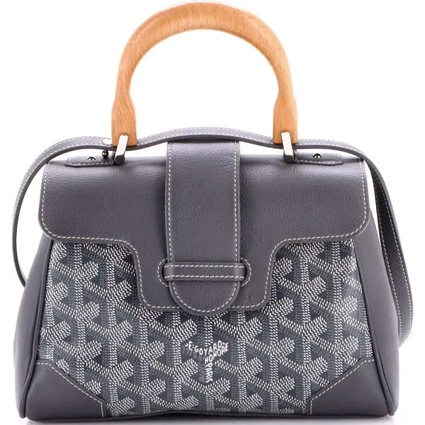 Goyard Saigon Top Handle Bag Coated Canvas With Leather Mini - Gray