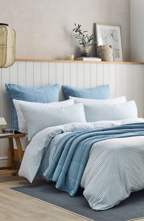 CHRISTY Gingham Yarn Dye Airy Cotton Duvet Cover Sets - Blue