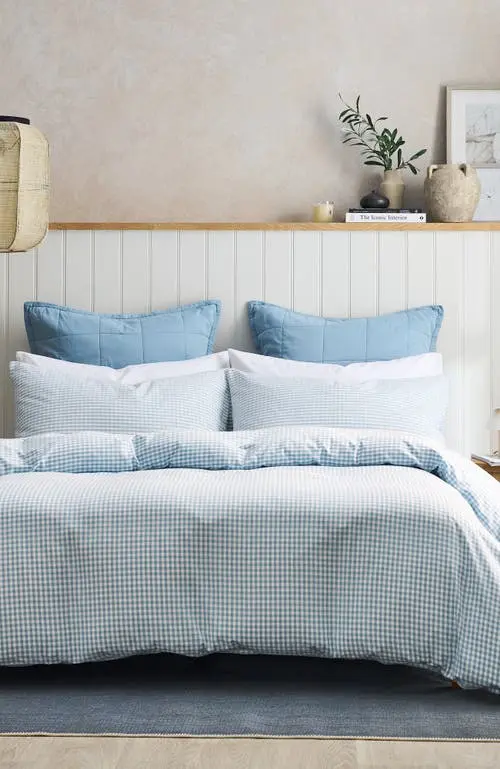 CHRISTY Gingham Yarn Dye Airy Cotton Duvet Cover Sets - Blue