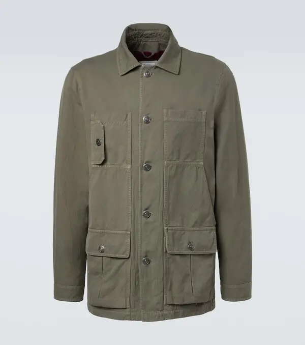 Brunello Cucinelli Cotton And Linen Field Jacket - Green