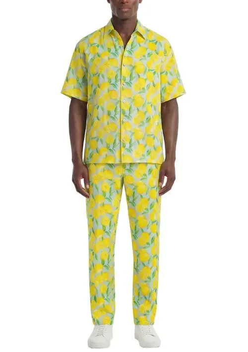 AREA STARS Gabbie Pants With Tropical Print - Lemon