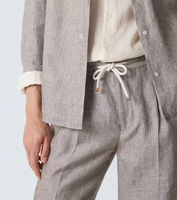 Brunello Cucinelli Hemp And Linen Tapered Pants - Grey