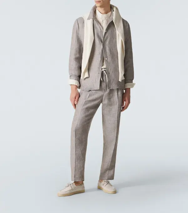 Brunello Cucinelli Hemp And Linen Tapered Pants - Grey