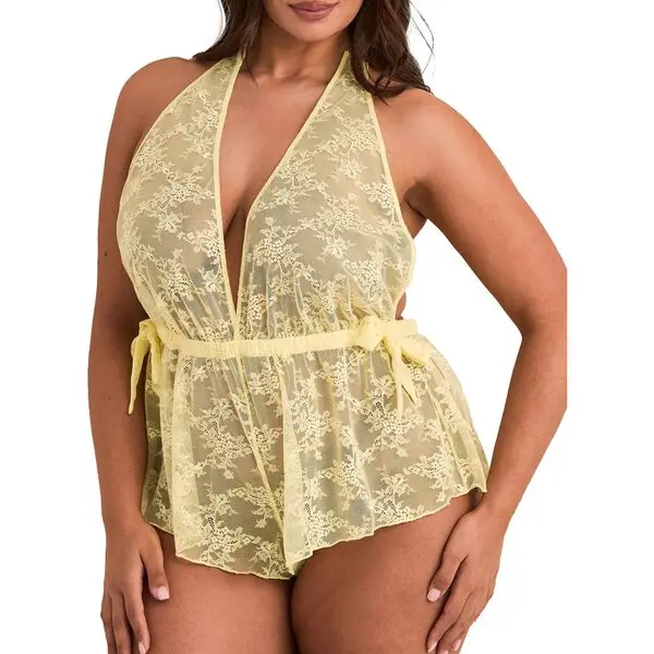 ADORE ME Danie Romper Lingerie - Light Yellow