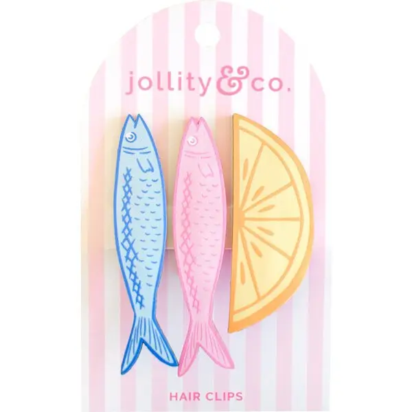 JOLLITY & CO Vegan Leather Sardine And Lemon Hair Clip Set - Assorted Pre-pack