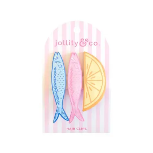 JOLLITY & CO Vegan Leather Sardine And Lemon Hair Clip Set - Assorted Pre-pack