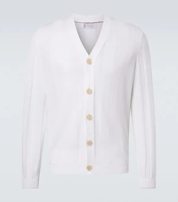 Brunello Cucinelli Cotton And Linen Cardigan - White