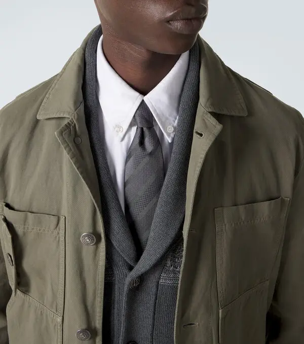 Brunello Cucinelli Striped Silk Tie - Grey