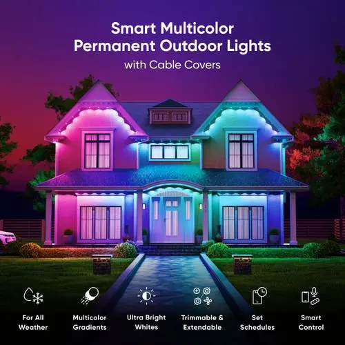 NANOLEAF Matter Smart Permanent Outdoor Lights Smarter Kit With Cable Covers 49ft