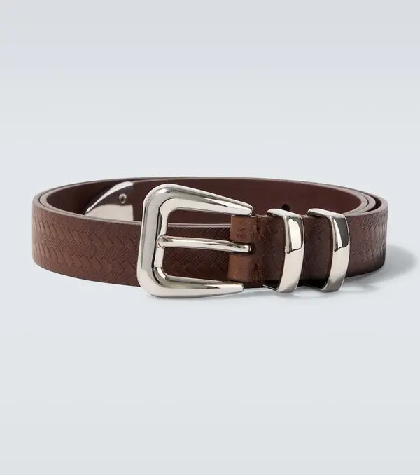 Brunello Cucinelli Debossed Leather Belt - Brown
