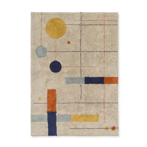 LORENA CANALS Washable Rug Geometrical Shapes - Blue / Orange/  Honey/ Beige