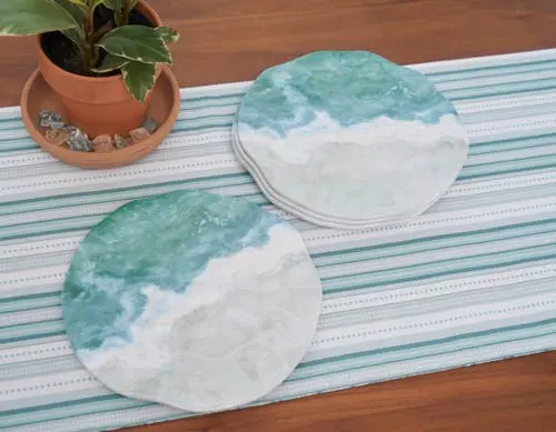 BEACHCOMBERS Shoreline Melamine Set Of 4 Salad Appetizer Serving Plates 6.38