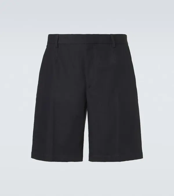 Zegna Cotton And Linen Shorts - Blue