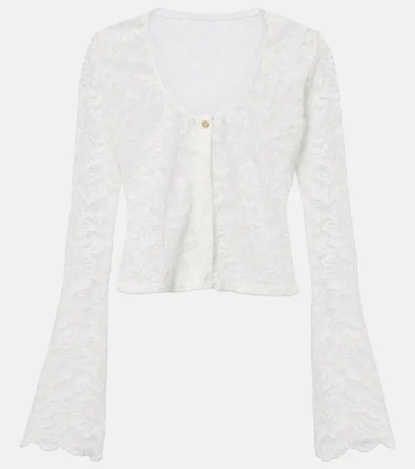 BANANHOT Trista Sheer Lace Cardigan - White