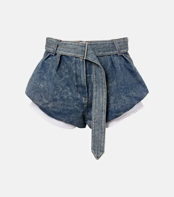 Magda Butrym Belted High-rise Denim Shorts - Blue