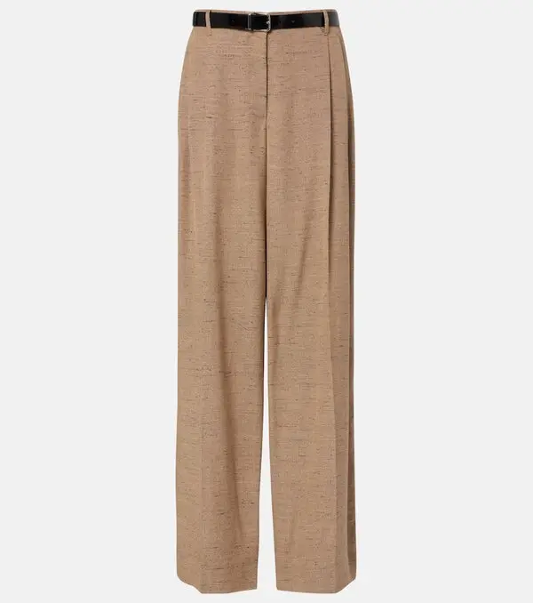 Dolce & Gabbana Pleated Belted Wide-leg Pants - Beige