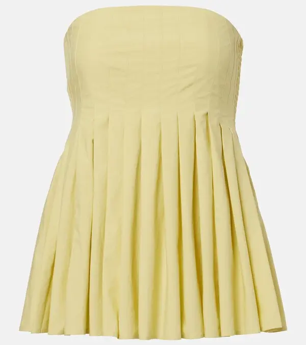 Proenza Schouler White Label Avine Peplum Cotton Top - Yellow