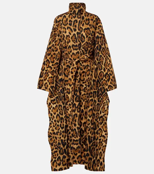 Alaïa Animal-print Taffeta Trench Coat - Brown