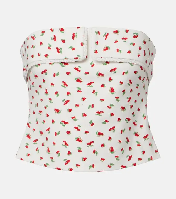 Posse Ebony Printed Strapless Cotton-blend Top - White