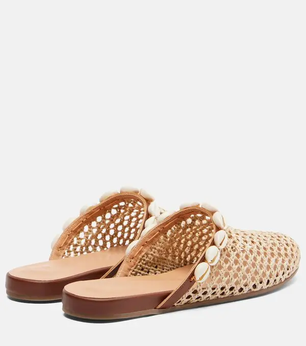 ANCIENT GREEK SANDALS Embellished Raffia Mules