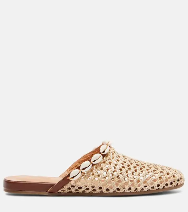 ANCIENT GREEK SANDALS Embellished Raffia Mules
