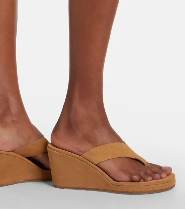 ANCIENT GREEK SANDALS Charys Suede Wedge Thong Sandals - Beige