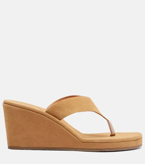 ANCIENT GREEK SANDALS Charys Suede Wedge Thong Sandals - Beige