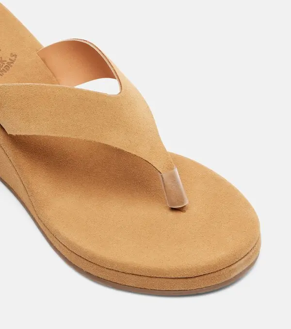ANCIENT GREEK SANDALS Charys Suede Wedge Thong Sandals - Beige