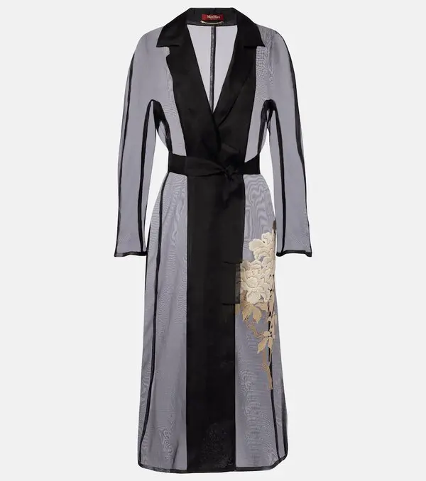 Max Mara Elegante Vodka Embroidered Silk Robe - Black