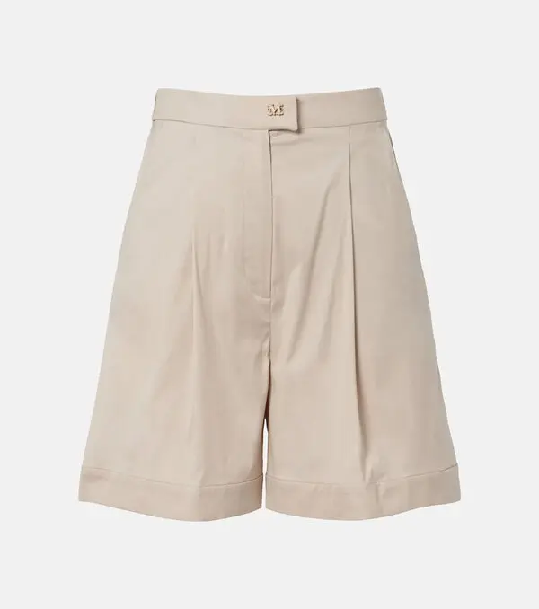 Max Mara Medeola Pleated Cotton-blend Bermuda Shorts - Beige