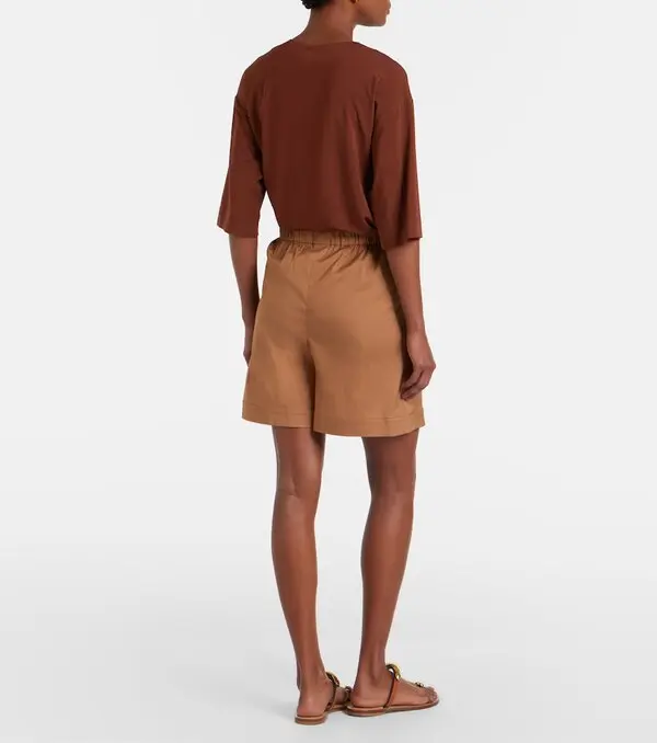 Max Mara Medeola Pleated Cotton-blend Bermuda Shorts - Brown