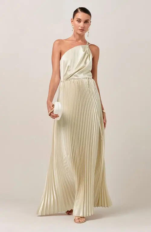 SAVEL Asymmetric Sleeveless Maxi Dress With Adjustable Tie Belt - Cloud