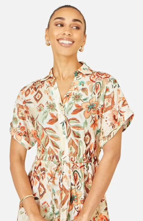 YUMI Relaxed Boho Print Maxi Shirt Dress