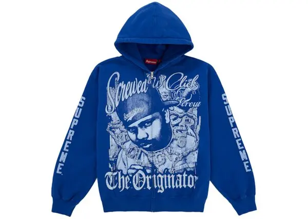 Supreme Dj Screw Zip Up Hooded Sweatshirt - Blue