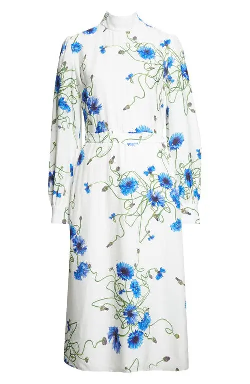 Stella McCartney Floral Print Crepe Midi Dress - Cornflower