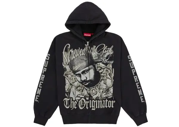 Supreme Dj Screw Zip Up Hooded Sweatshirt - Black