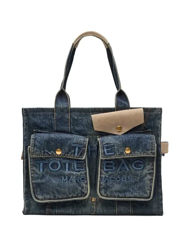 Marc Jacobs Denim Suede Pocket Large Tote Bag - Dark Wash