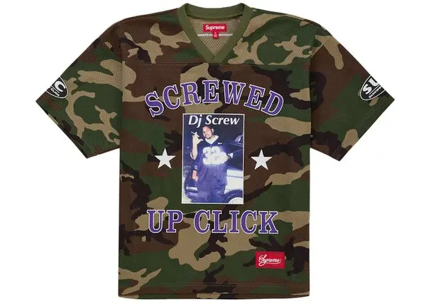 Supreme Dj Screw Football Jersey - Woodland Camo