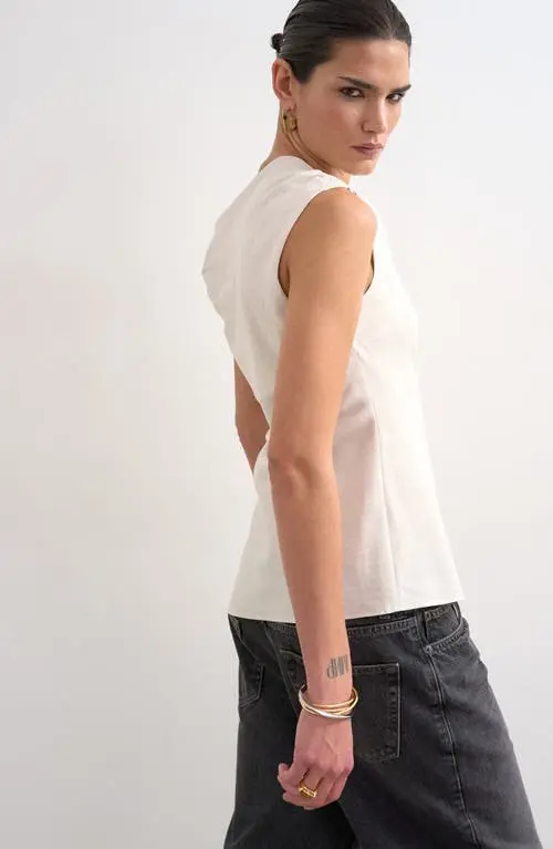 Topshop Twist Asymmetric One-shoulder Top - Ecru